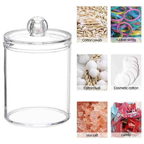 LoveBB 3 Pcs Qtip Holder with Tray, Plastic Bathroom Containers Dispenser Cotton Ball, Cotton Pads, Cotton Swabs, Floss Organizers Canisters with Lids