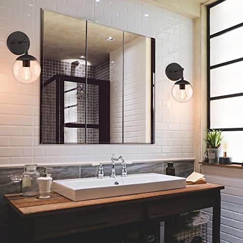 Design House 597492 Cyprus Fully Assembled Frameless Mirrored Tri-View Surface or Recessed Mount Bathroom Medicine Cabinet, 30.4 x 30.1