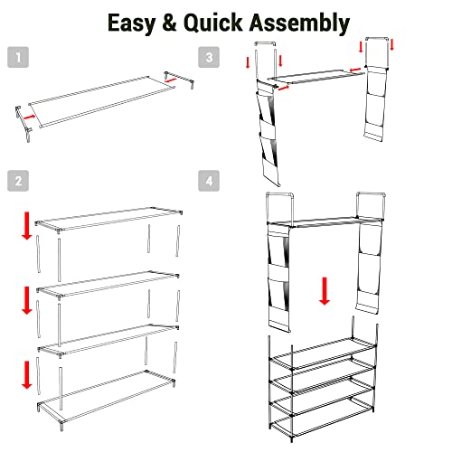 Yescom Black 5-Tier Shoe Rack Storage Organizer 25 Pair for Entryway,Hallway,Closet