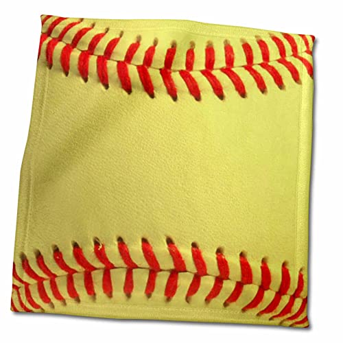 3dRose - InspirationzStore Sports - Softball Close-up Photography Print - Yellow and red Soft Ball for Sporty Sport Fans Team Players - Towels (twl-120271-3)