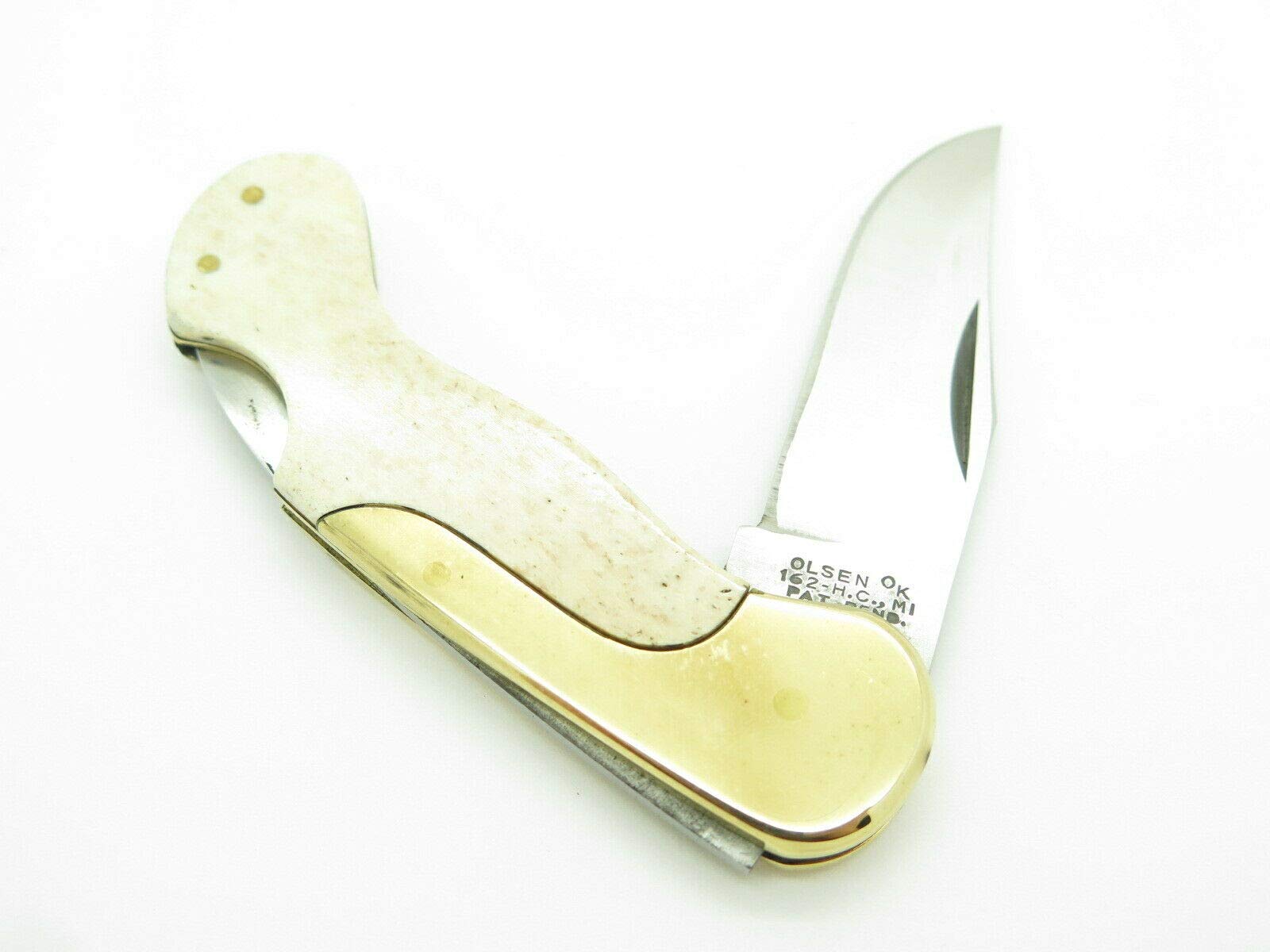 Olsen OK 162 Lil Brassy Seizo Imai Seki Japan Folding Lockback Pocket Knife Vintage Old Stock