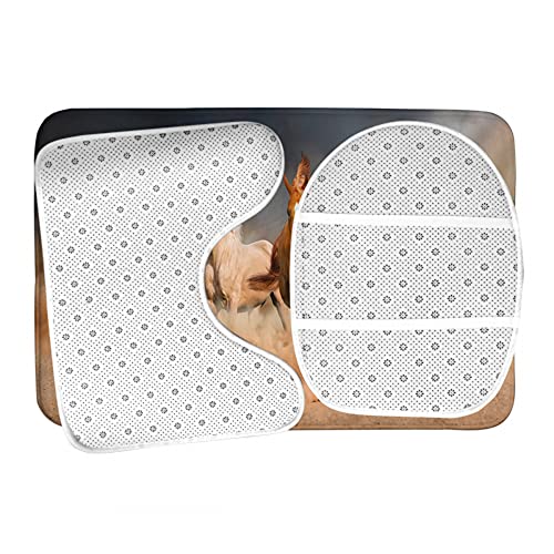 Wondertify Horse Herd Bathroom Antiskid Pad Desert Sand Storm Dramatic Sky 3 Pieces Bathroom Rugs Set, Bath Mat+Contour+Toilet Lid Cover