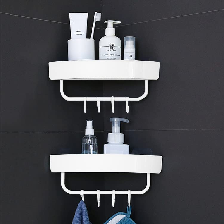 Adhesive Shower Caddy Corner basket Bathroom Shelf(2 Packs) (White)