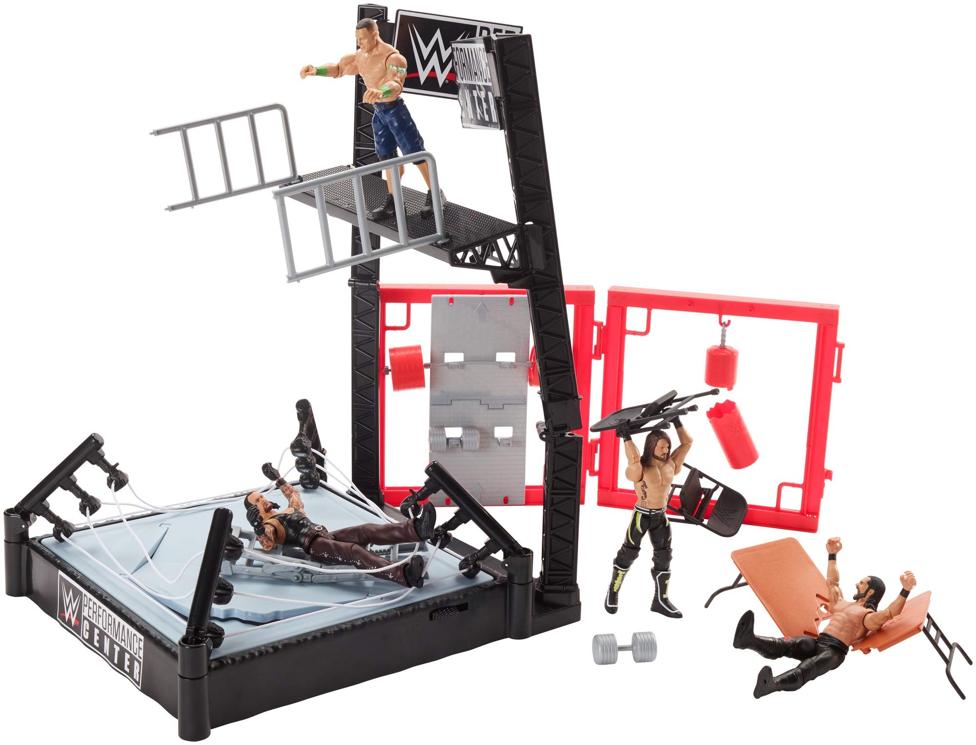 Mattel WWE Wrekkin’ Performance Center Playset with Gym, Breakable Accessories, Collapsible Scaffolding, Breakaway Sign, Collapsible Ring & Easy Reassembly