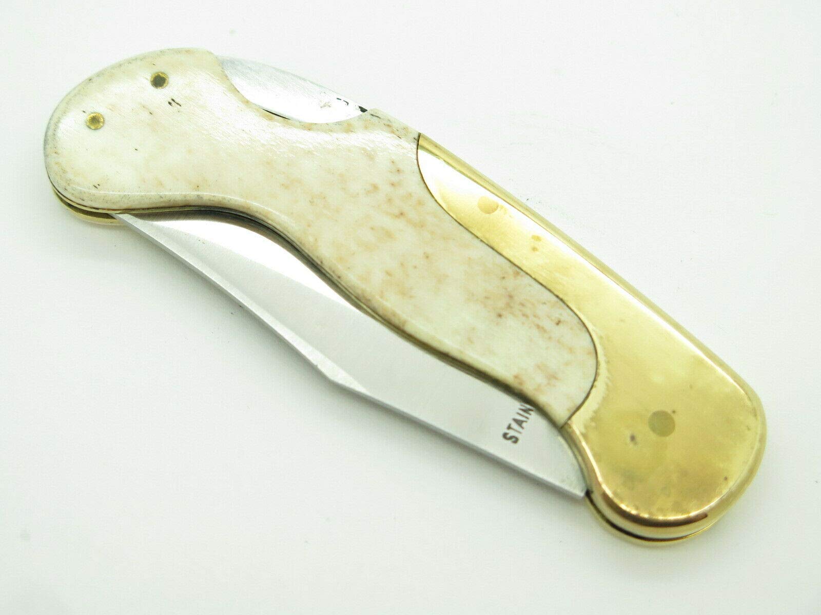 Olsen OK 162 Lil Brassy Seizo Imai Seki Japan Folding Lockback Pocket Knife Vintage Old Stock