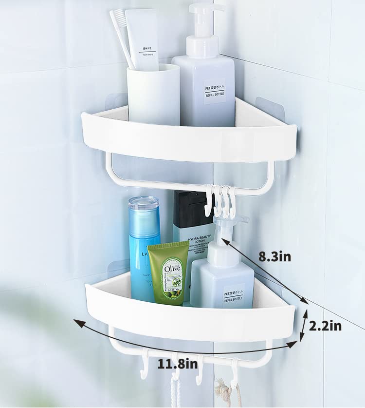 Adhesive Shower Caddy Corner basket Bathroom Shelf(2 Packs) (White)