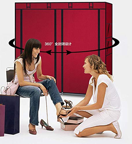 6 Tier Shoe Rack Organizer for 36 Pair Shoes, Double Rows 12 Lattices Free Standing Shoe Cabinet Storage Shelf Holder with Non-Woven Fabric Dustproof Cover,Large Portable Closet Shoe Tower (Wine Red)