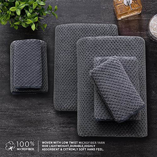 Dark Gray Hand Towels Set 2 Pack-16βx31β,Ultra Soft Microfibers Bathroom Towel Set Highly Absorbent Quick Dry Luxury Premium Towel Lightweight Durable Hand Towel Collection for Hotel Spa Gym Kitchen