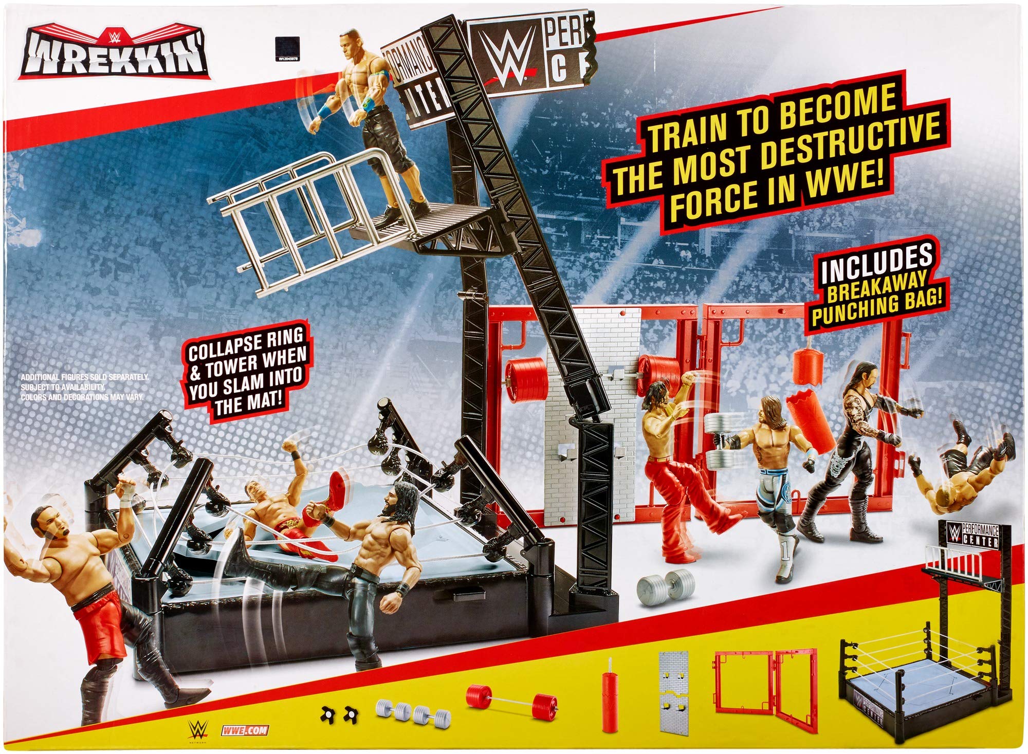 Mattel WWE Wrekkin’ Performance Center Playset with Gym, Breakable Accessories, Collapsible Scaffolding, Breakaway Sign, Collapsible Ring & Easy Reassembly