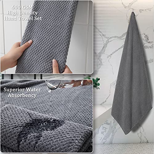 Dark Gray Hand Towels Set 2 Pack-16βx31β,Ultra Soft Microfibers Bathroom Towel Set Highly Absorbent Quick Dry Luxury Premium Towel Lightweight Durable Hand Towel Collection for Hotel Spa Gym Kitchen