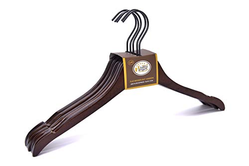 Quality Luxury Very Slim Wooden Suit Coat Dress Hangers 360 Swivel Hook (5, Brown/Espresso)