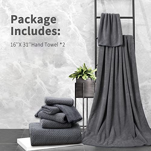 Dark Gray Hand Towels Set 2 Pack-16βx31β,Ultra Soft Microfibers Bathroom Towel Set Highly Absorbent Quick Dry Luxury Premium Towel Lightweight Durable Hand Towel Collection for Hotel Spa Gym Kitchen