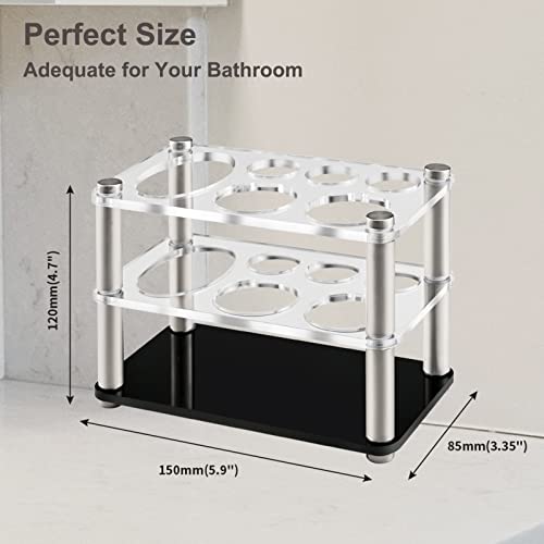 FAIBAEELLY Toothbrush Holders for Bathrooms, Premium Acrylic Stainless Steel Toothbrush and Toothpaste Holder, Open Design Multifunctional Bathroom Counter Organizer, Clear/Black/Silver