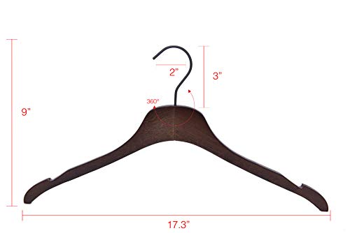 Quality Luxury Very Slim Wooden Suit Coat Dress Hangers 360 Swivel Hook (5, Brown/Espresso)