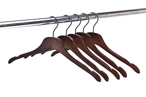 Quality Luxury Very Slim Wooden Suit Coat Dress Hangers 360 Swivel Hook (5, Brown/Espresso)