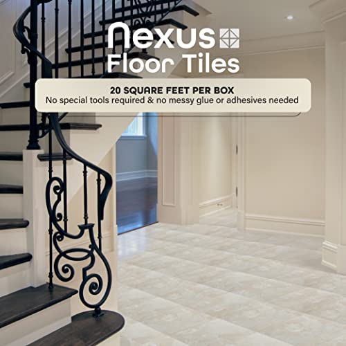 Nexus Self Adhesive 12-Inch Vinyl Floor Tiles, 20 Tiles - 12" x 12", White Slate Pattern - Peel & Stick, DIY Flooring for Kitchen, Dining Room, Bedrooms & Bathrooms by Achim Home Decor