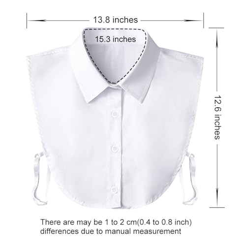Fake Collar Detachable Dickey Collar Blouse Half Shirts Peter Pan Faux False Collar for Women & Girls Favors, White