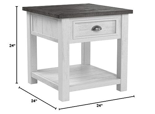 Martin Svensson Home Monterey Solid Wood End Table White with Grey Top