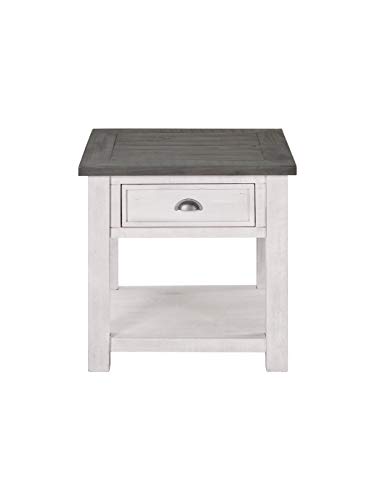 Martin Svensson Home Monterey Solid Wood End Table White with Grey Top