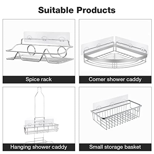 Conworld 2 Packs Shower Caddy Adhesive Replacement, Strong Sticky Heavy-duty Wall Adhesives Nail Free Transparent Adhesive Pad, Adhesives Hook for Shower Caddy, Kitchen Racks, Bathroom Storage Shelves