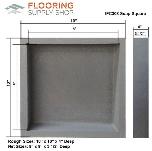 Flooring Supply Shop Preformed Ready to Tile Square Rectangle Niche Recess 10 X 10 Small Soap Shampoo Shelf Holder Shower Bathroom Storage Made in The USA Rectangular