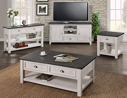 Martin Svensson Home Monterey Solid Wood End Table White with Grey Top