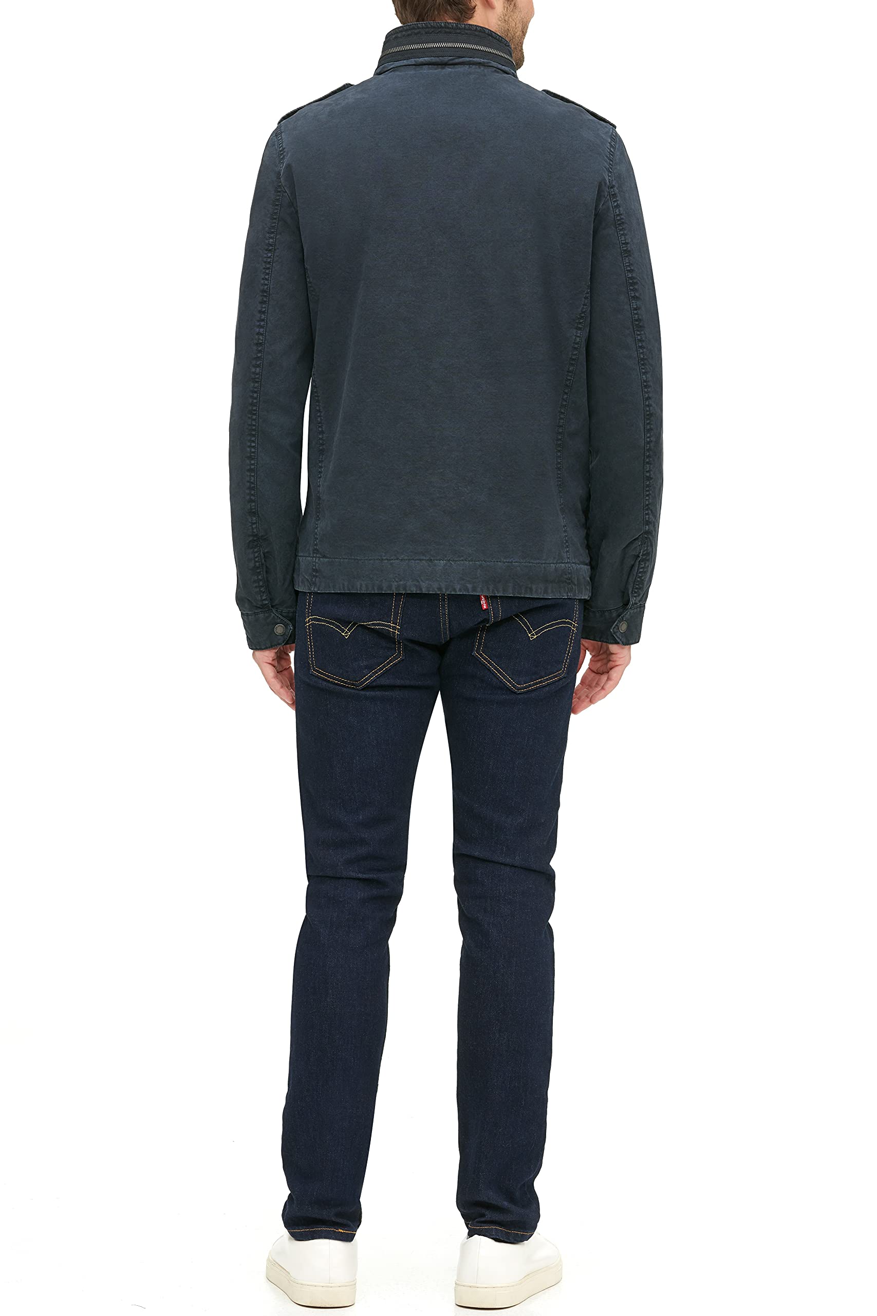 Levi's Men's Washed Cotton Two Pocket Military Jacket (Standard and Big & Tall), Navy Unfilled, Large