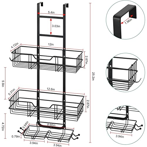 Over The Door Shower Caddy with Hooks Silver