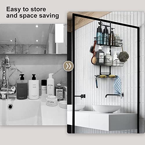 Over The Door Shower Caddy with Hooks Silver