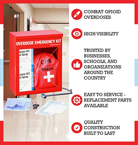 Windy City Cabinet Nasal Spray Overdose Kit Non Locking Cabinet, High Visibility Cabinet for Emergency First Aid Supplies, Non Locking