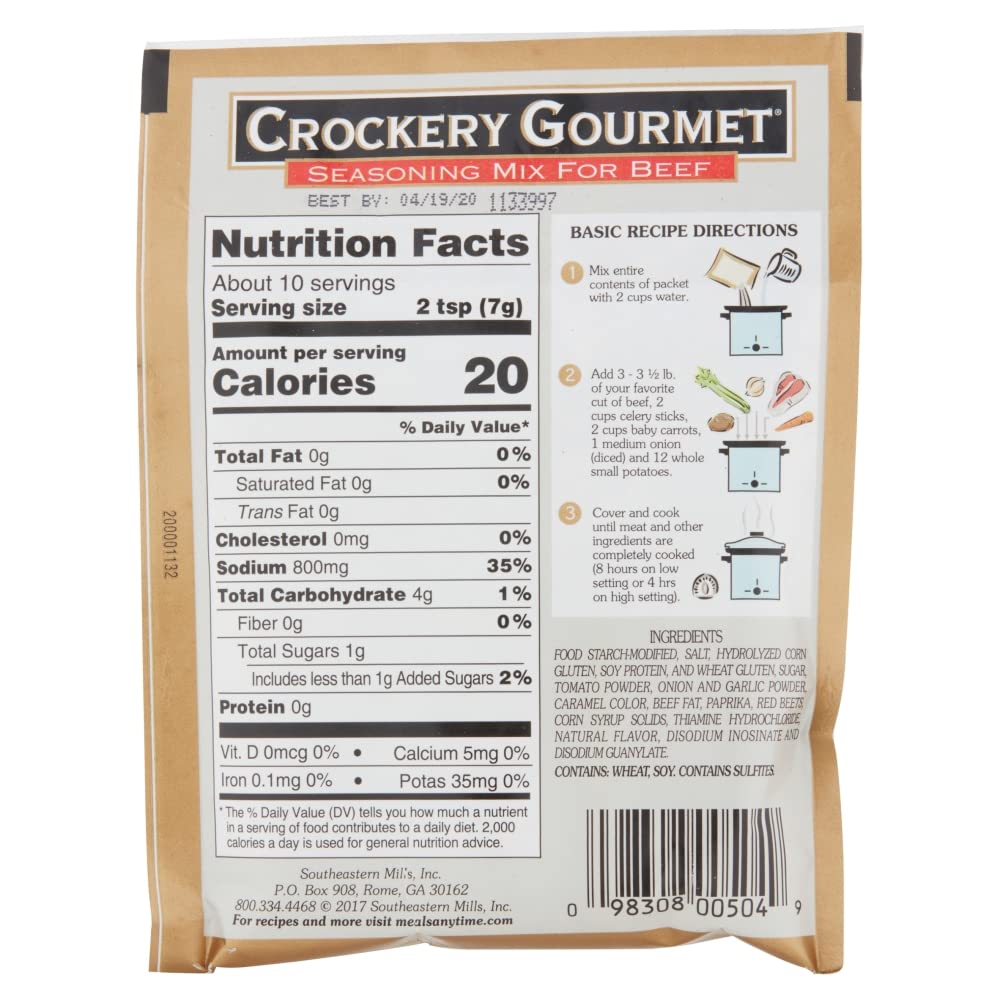 Crockery Gourmet Seasoning Mix for Beef, 2.5-Ounce Packets (Pack of 6)