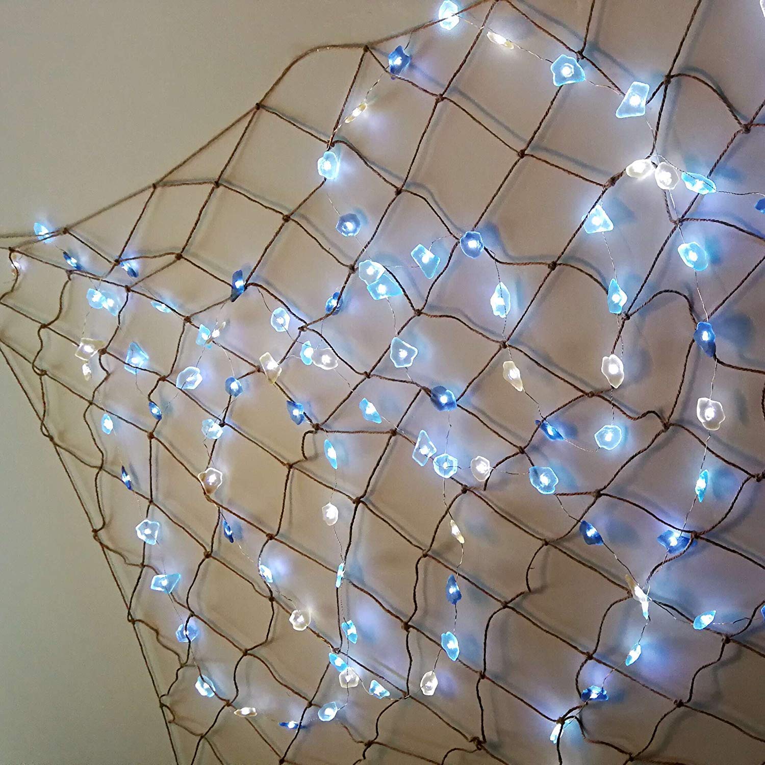 WSgift Sea Glass String Lights, Beach Theme Decorative Lights 19 Ft 40 LED USB Plug-in with Remote and Timer for Indoor Outdoor Tent Wedding Nursery Bedroom Party Birthday