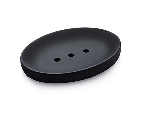 Essentra Home Matte Black Bathroom Accessory Set. Complete Set Includes: Soap Dispenser with Black Pump, Toothbrush Holder, Tumbler and Soap Dish