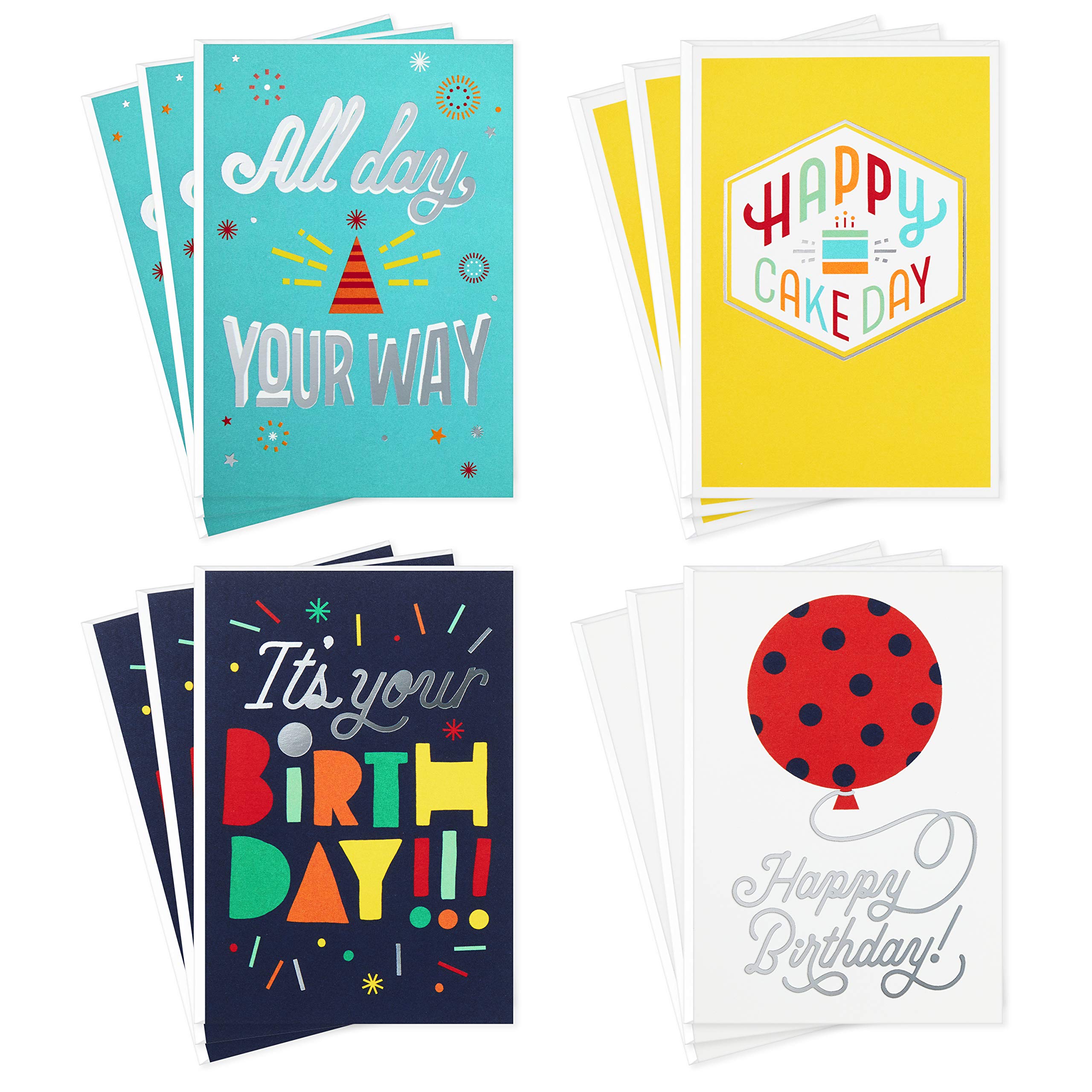 Hallmark Birthday Cards Assortment, Happy Cake Day (12 Cards with Envelopes)