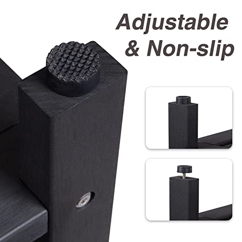Psilvam Poly Lumber Shower Bench, Shower Stool with Storage Shelf, Water Resistant & Non-Slip Design Shower Seat for Bathroom, Living Room, Bedroom 21 1/4"×14"×18 1/2"(Black)