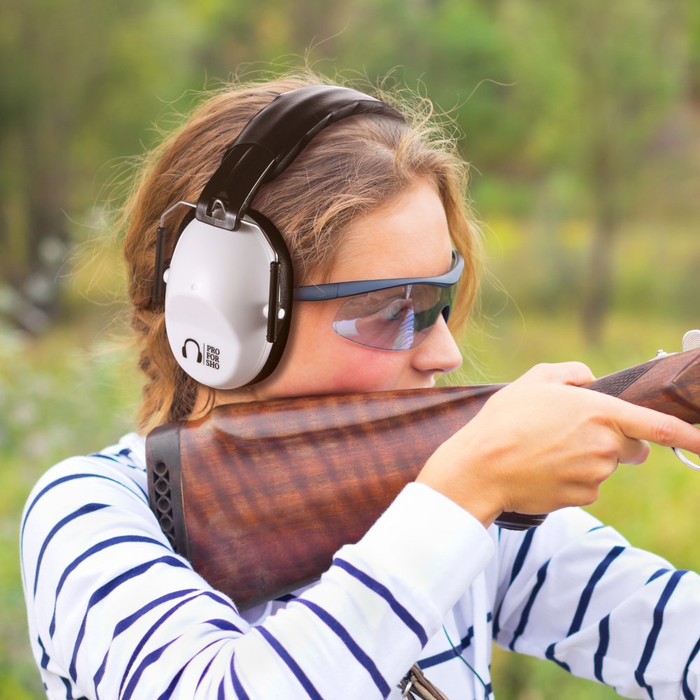 Pro For Sho 34dB NRR Hearing Protection Ear Muffs - Highest NRR in Compact Design, Noise Cancelling Headphones for Adults and Kids, Sensory Autism Ear Protection for Shooting, Gun Range, Mowing, Work