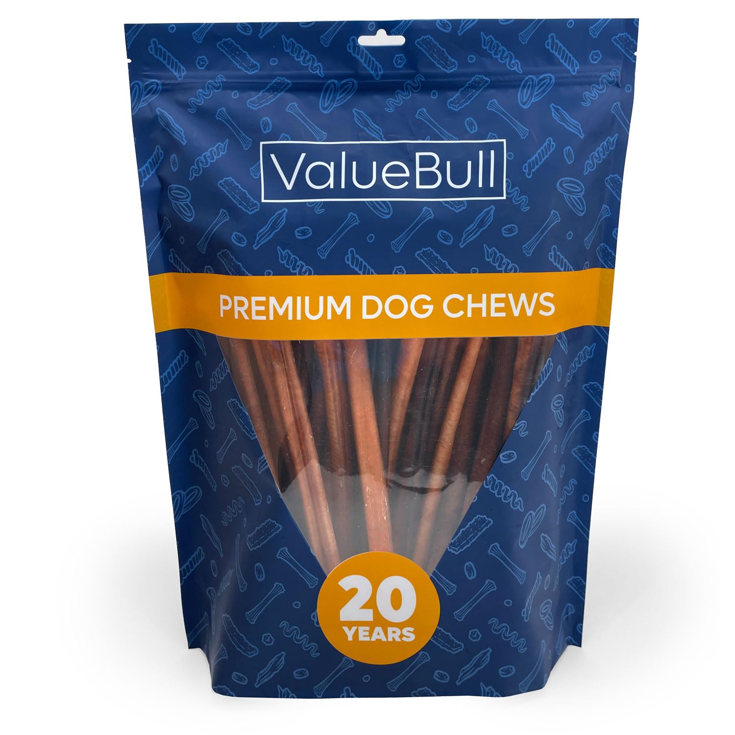 ValueBull Bully Sticks for Dogs, Medium 12 Inch, 50 Count - All Natural Dog Treats, 100% Beef Pizzles, Single Ingredient Rawhide Alternative
