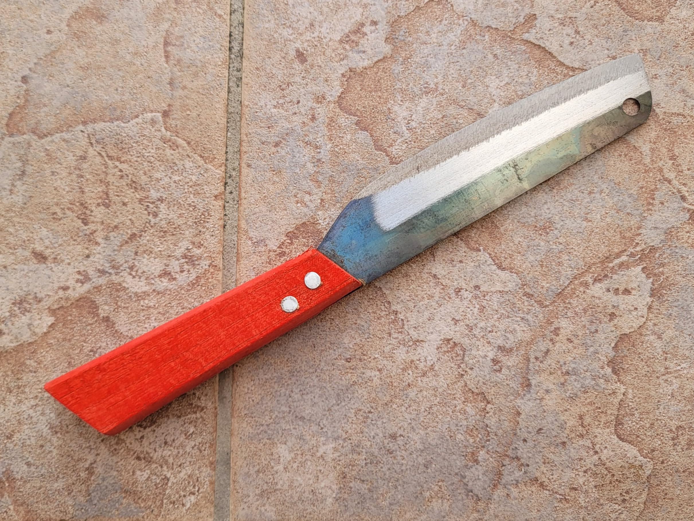 Crude - Japanese Nakiri Kitchen Fruit Knife, 6 inch, Carbon Steel, Handmade