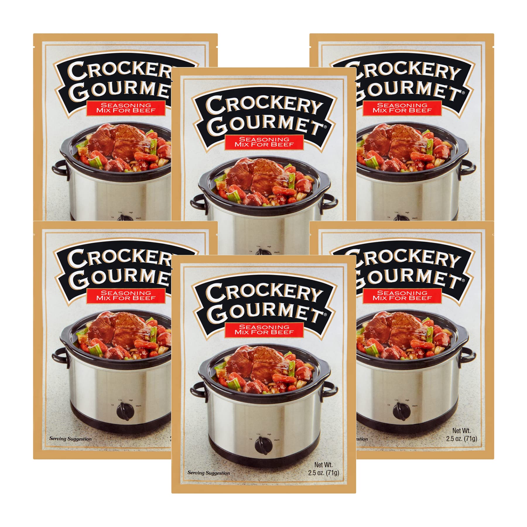 Crockery Gourmet Seasoning Mix for Beef, 2.5-Ounce Packets (Pack of 6)