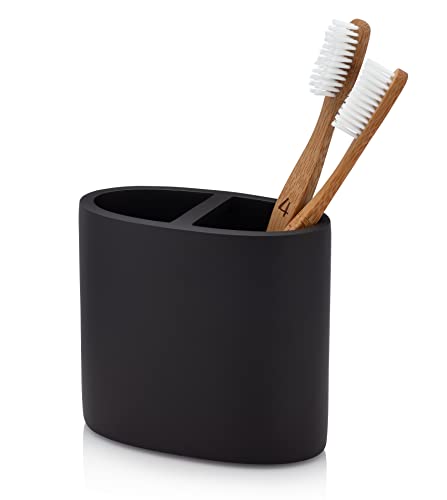 Essentra Home Matte Black Bathroom Accessory Set. Complete Set Includes: Soap Dispenser with Black Pump, Toothbrush Holder, Tumbler and Soap Dish