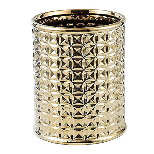 BASDHE Bathroom Accessories Set-5 Piece Ceramic Gift Set Toothbrush Holder,Toothbrush Cup,Soap Dispenser,Soap Dish,Trash Can, Set Bathroom (Yellow)