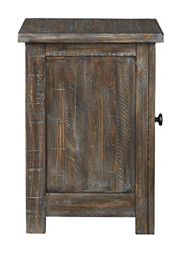 Signature Design by Ashley Danell Ridge Rustic Chair Side End Table with Double Cabinet Doors and 1 Storage Shelf, Brown