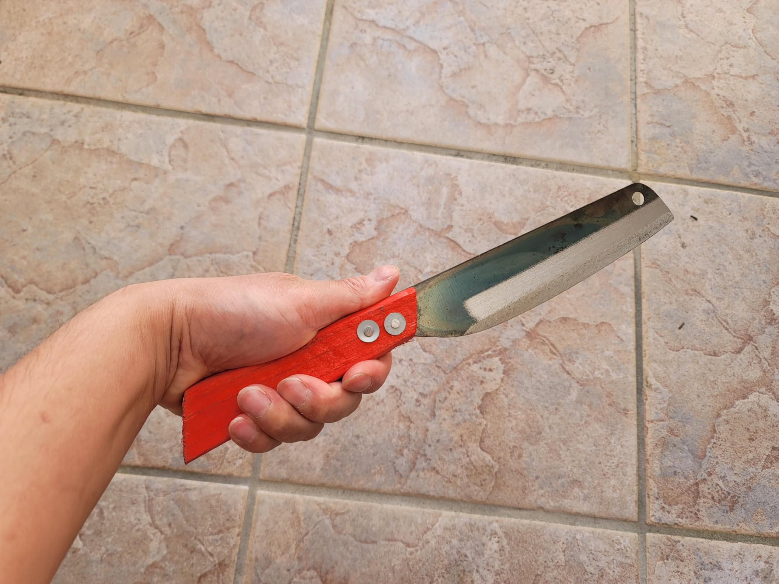 Crude - Japanese Nakiri Kitchen Fruit Knife, 6 inch, Carbon Steel, Handmade