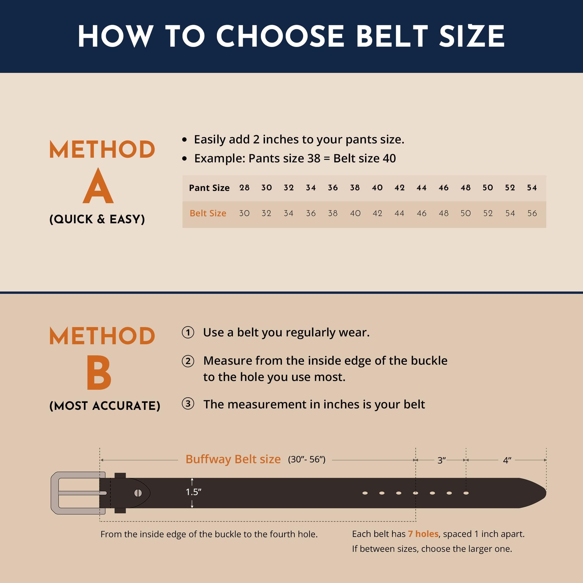 Buffway Leather Belt for Men - Durable Full Grain Men's Belt 1.5", Versatile for Daily Use, with Gift Box- 32” Black