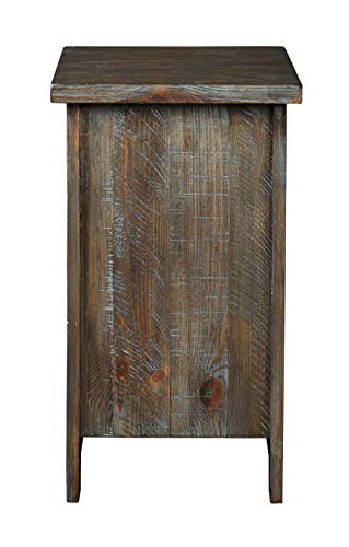 Signature Design by Ashley Danell Ridge Rustic Chair Side End Table with Double Cabinet Doors and 1 Storage Shelf, Brown