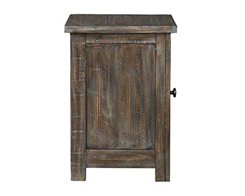 Signature Design by Ashley Danell Ridge Rustic Chair Side End Table with Double Cabinet Doors and 1 Storage Shelf, Brown