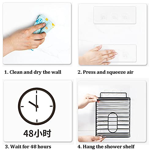 XLQADV Replacement 4 Pcs Adhesive Hooks Sticker for Shower Caddy Basket Shelf SUS304 Stainless Steel (Transparent, Large)