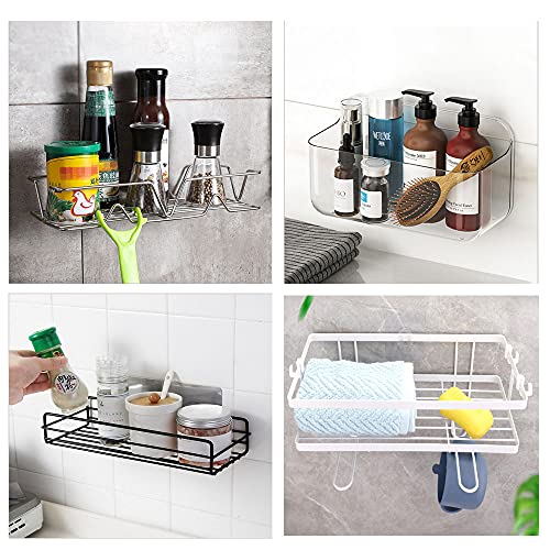 XLQADV Replacement 4 Pcs Adhesive Hooks Sticker for Shower Caddy Basket Shelf SUS304 Stainless Steel (Transparent, Large)