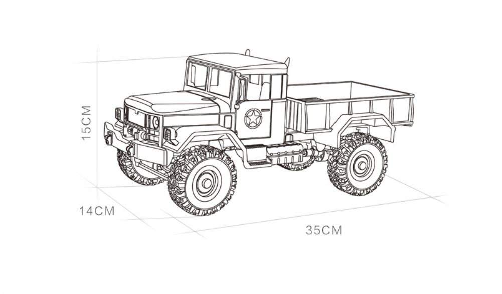 Gray 1/16 2.4G 4WD Off-Road RC Military Truck Rock Crawler Army Car (Model M35-A2)