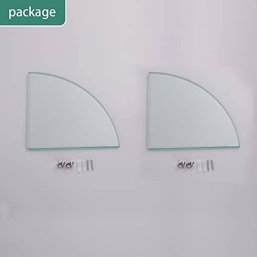 WAKLOND Bathroom Shelves, 2-Tier Bathroom Glass Corner Shelf Wall Mounted ,Tempered Glass Shelf for Storing Seasoning Bottle/Brush/Shower Gel/Soap/Shampoo
